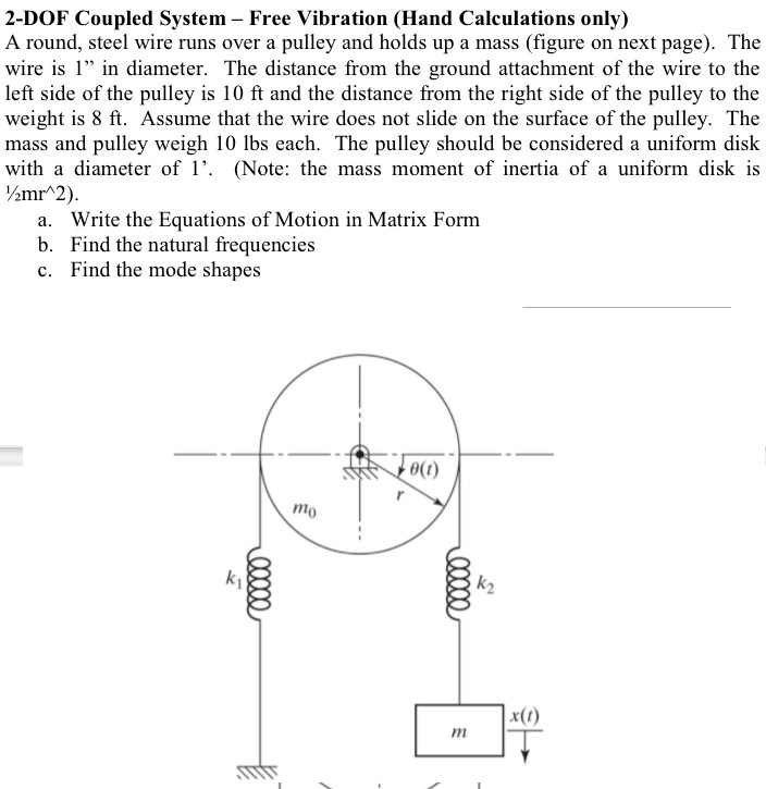 SOLVED: 2-DOF Coupled System - Free Vibration (Hand Calculations only ...