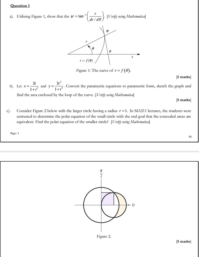 SOLVED: a. Utilizing Figure 1, show that the = tan [Verify using Mathematica] drld9 r = f Figure ...
