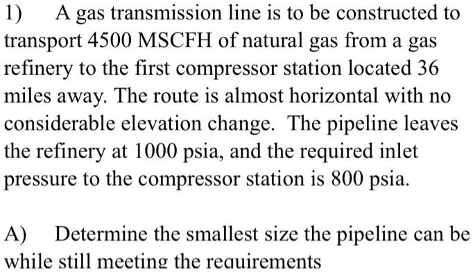 SOLVED: Text: Use density of natural gas and determine friction factor ...
