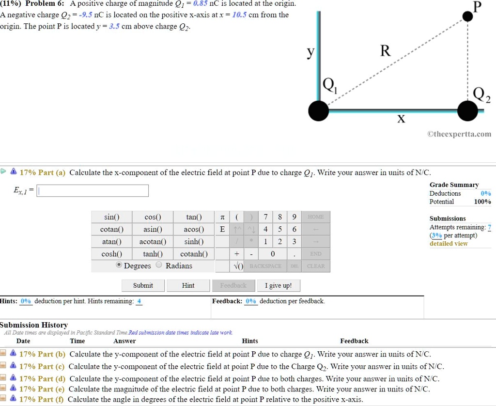 11 problem 6 a positive charge of magnitude q1 085 nc is located at the ...