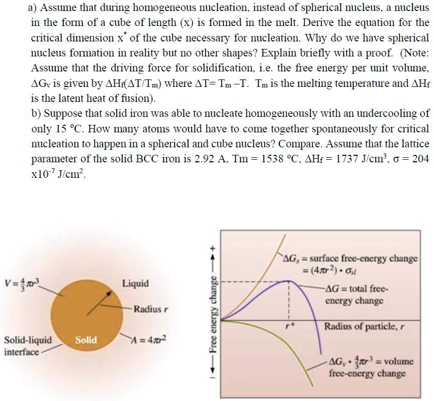 SOLVED: a) Assume that during homogeneous nucleation, instead of a ...