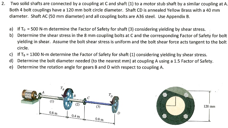 [GET ANSWER] 2 two solid shafts are connected by a coupling at c and ...