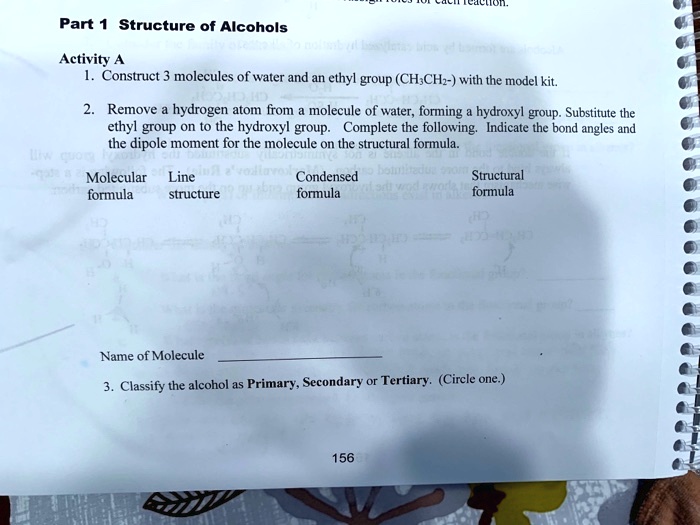 SOLVED: Part 1 Structure of Alcohols Activity Construct molecules of ...