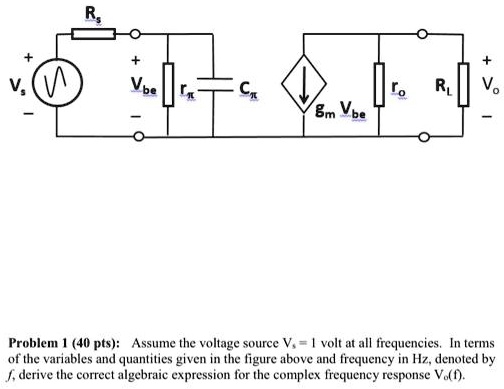 Problem 1 (40 pts): Assume the voltage source Vs = 1 volt at all frequencies. In terms of the ...