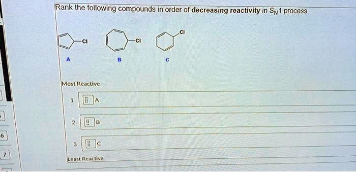 Solved Rank The Following Compounds In Order Of Decreasing Reactivity
