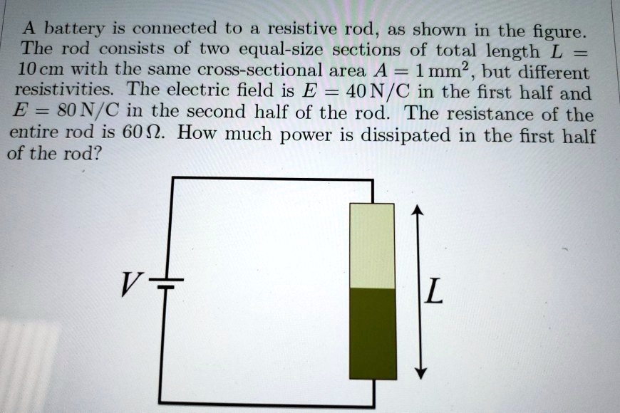 SOLVED: A battery is connected to resistive rod, as shown in the figure ...