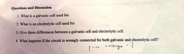 SOLVED: Questions and Discussion What is 'galvanic cell used for: 2 ...