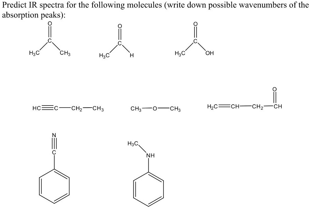 SOLVED:Predict IR spectra for the following molecules write down ...