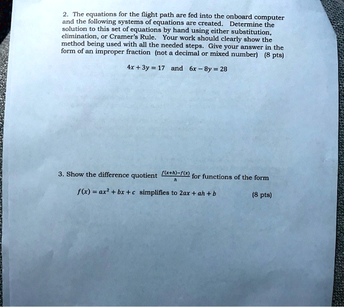 SOLVED: The equations for the flight path are fed into the onboard and ...