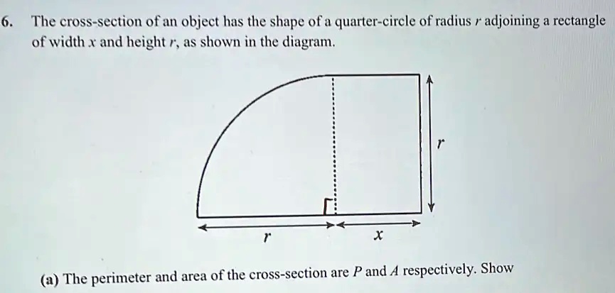 SOLVED: The cross-section of an object has the shape of a quarter ...