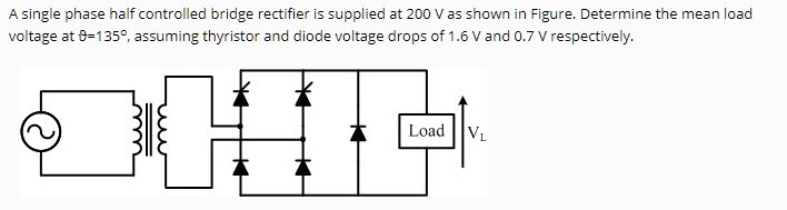 SOLVED: A single phase half controlled bridge rectifier is supplied at ...