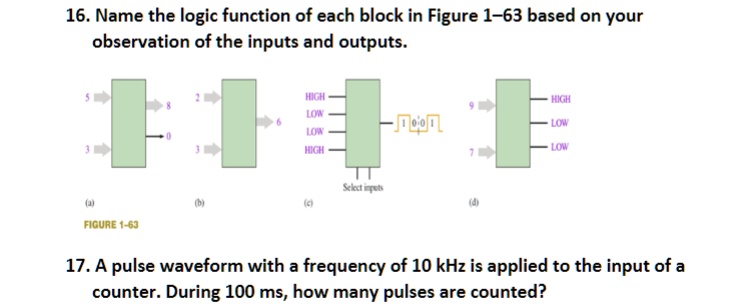 16. Name the logic function of each block in Figure 1-63 based on your ...