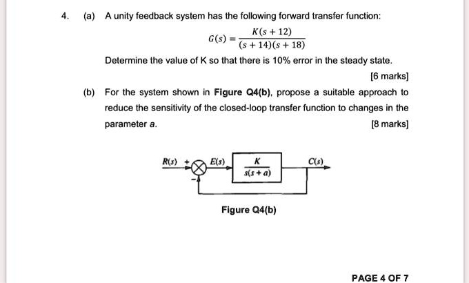 SOLVED: A unity feedback system has the following forward transfer function: K(s + 12) G(s) = (s ...