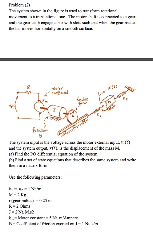 SOLVED: Problem (2): The system shown in the figure is used to ...