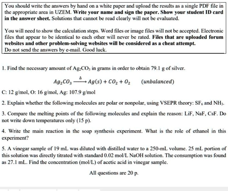 SOLVED: You should write the answers by hand on White paper and upload ...