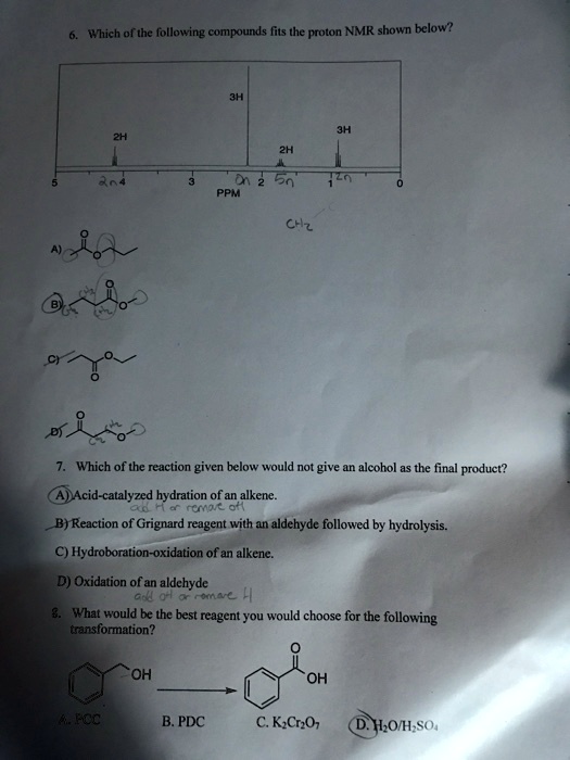 SOLVED: Which of the following compounds fits the proton NMR shown ...
