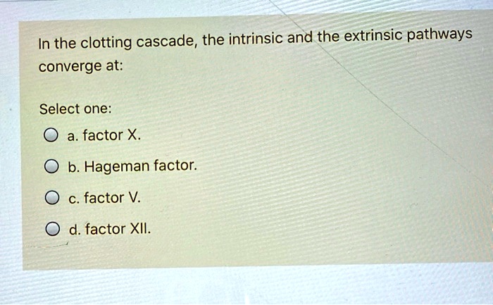 in the clotting cascade the intrinsic and the extrinsic pathways ...