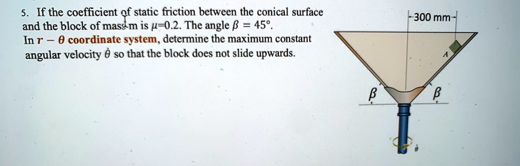 if the coefficient of static friction between the conical surface and the block of mass m is 02 ...