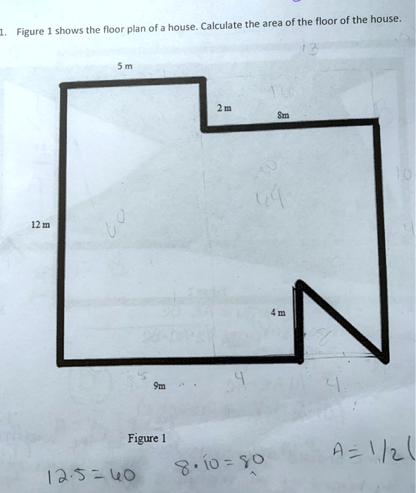 Calculate the area of the floor of the house. Figure shows the floor ...