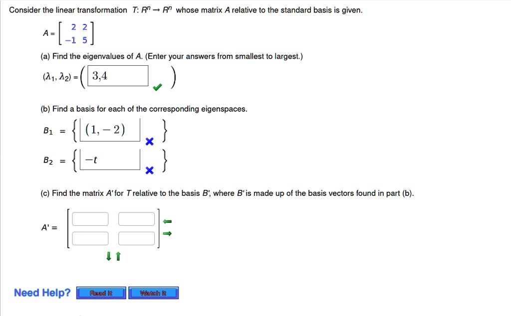 Consider The Linear Transformation T R N R N Whose Matrix A