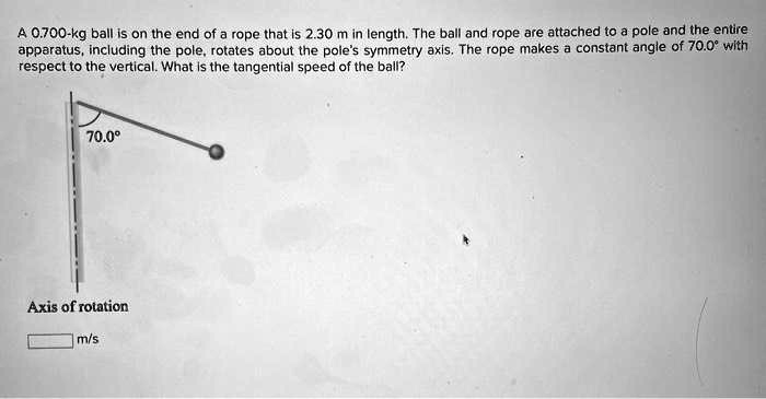 a 0700 kg ball is on the end of rope that is 230 m in length the ball ...
