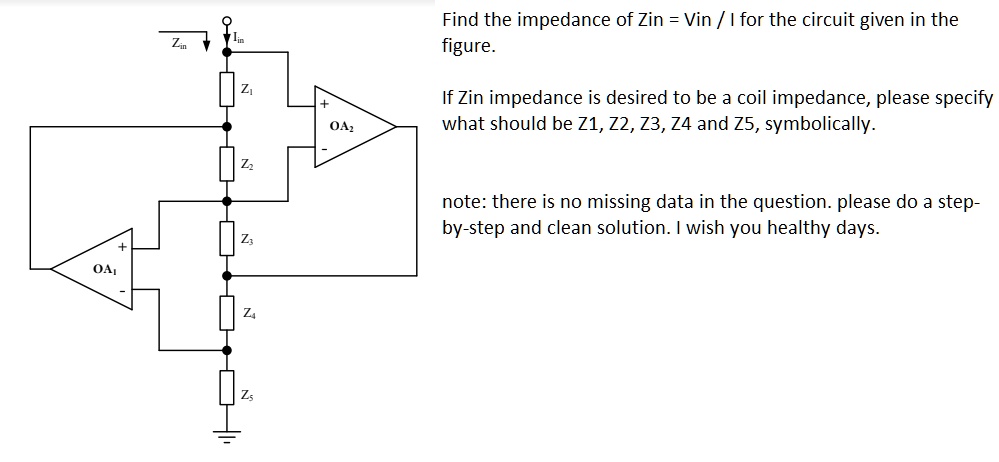 SOLVED: Find the impedance of Zin = Vin / I for the circuit given in ...