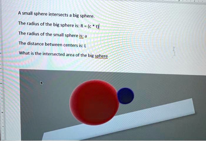 a small sphere intersects big sphere the radius of the big sphere is r ...