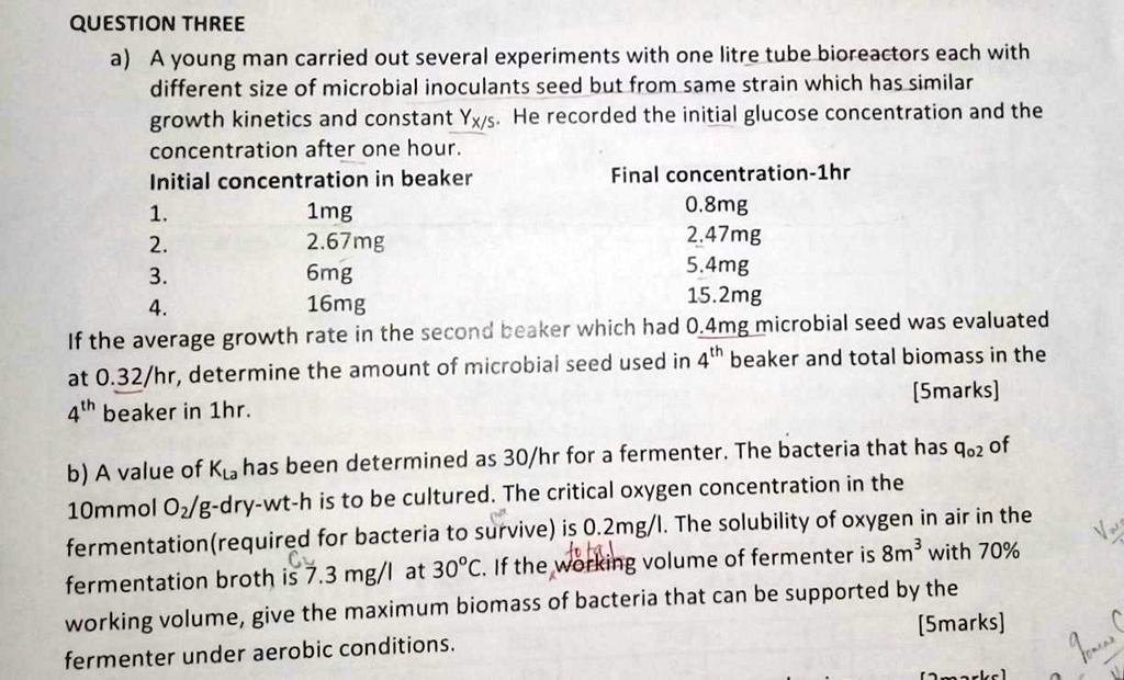 SOLVED: QUESTION THREE a) A young man carried out several experiments ...
