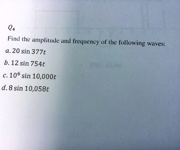 SOLVED: Q4: Find the amplitude and frequency of the following waves: a ...