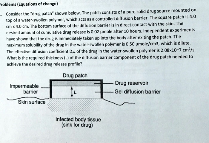 Problems (Equations of change) -. Consider the "drug patch" shown below ...