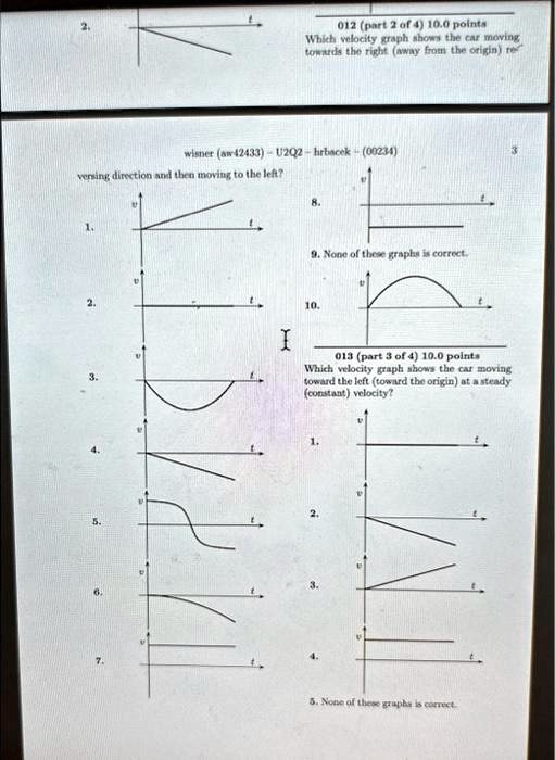 which velocity graph shows the car moving towards the right away from ...