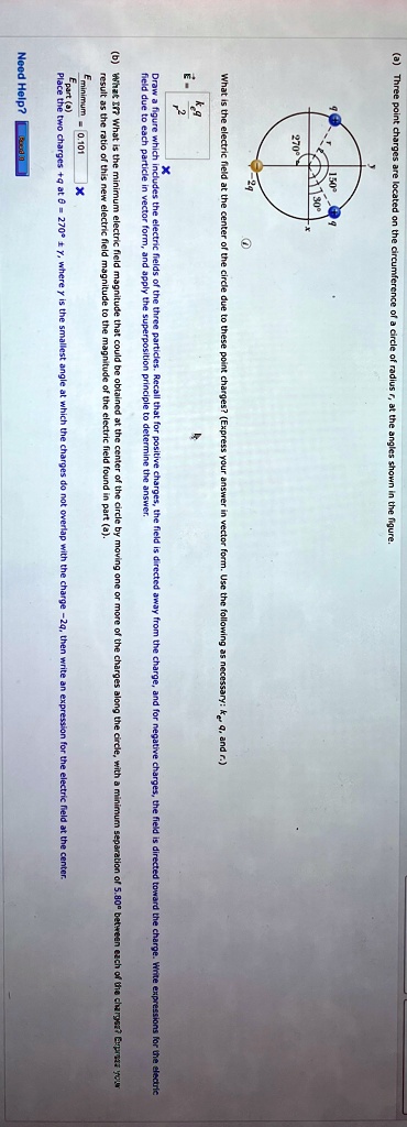 a three point charges are located on the circumference of a circle of ...