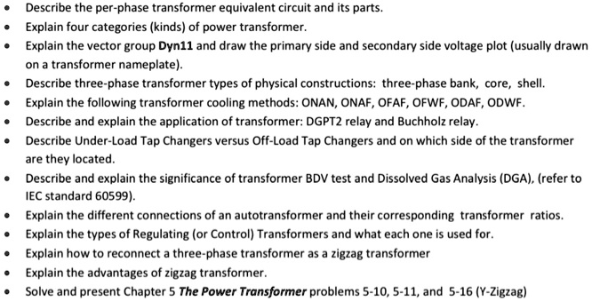 SOLVED: Describe the per-phase transformer equivalent circuit and its ...
