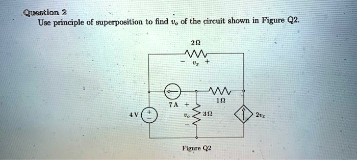 SOLVED: Question 2 Use principle of superposition to find v. of the circuit shown in Figure Q2 2 ...