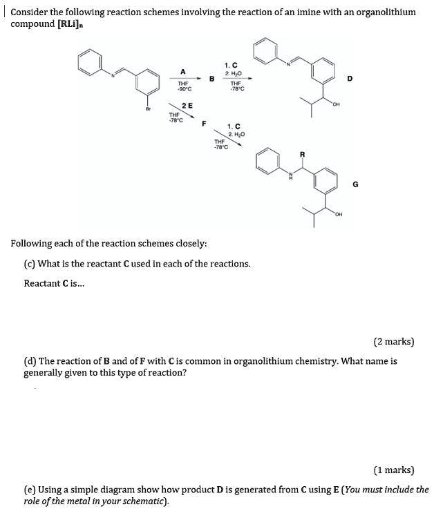Consider the following reaction schemes involving the reaction of an imine with an organolithium ...