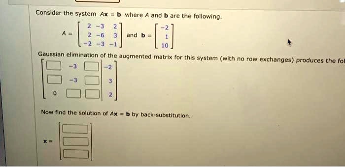 Consider the system Ax = b where A and b are the following. A = and b ...