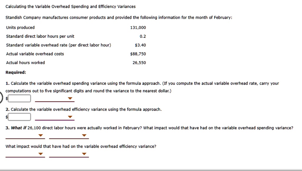 SOLVED: Calculating the Variable Overhead Spending and Efficiency ...