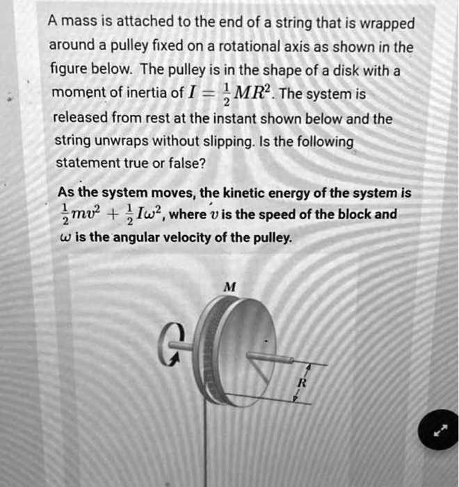 A mass is attached to the end of a string that is wrapped around a ...