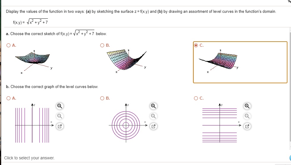 SOLVED: Display the values of the function in two ways: (a) sketching the surface z = f(xy) and ...