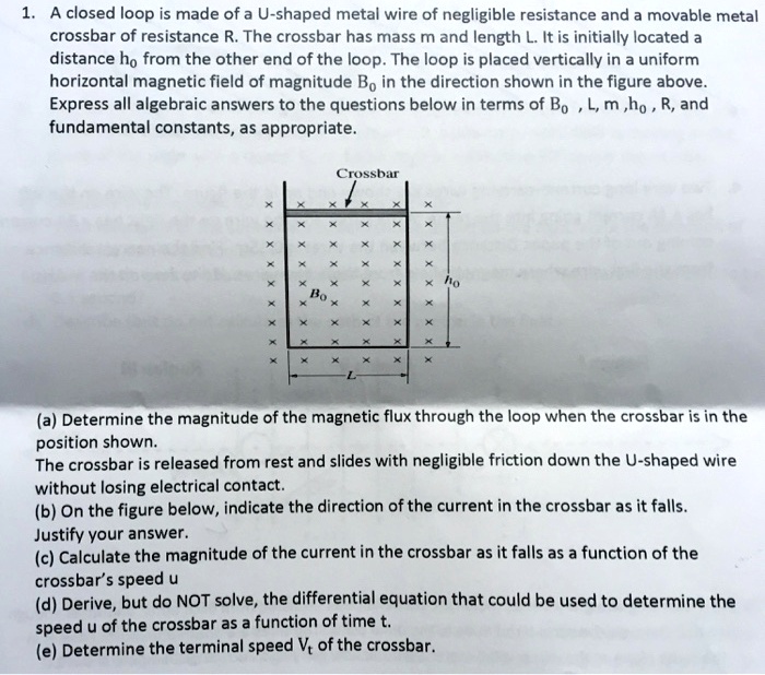 1. A closed loop is made of a U-shaped metal wire of negligible ...
