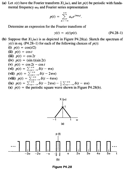 SOLVED: a) Let xt have the Fourier transform X(j), and let pt be periodic with fundamental ...