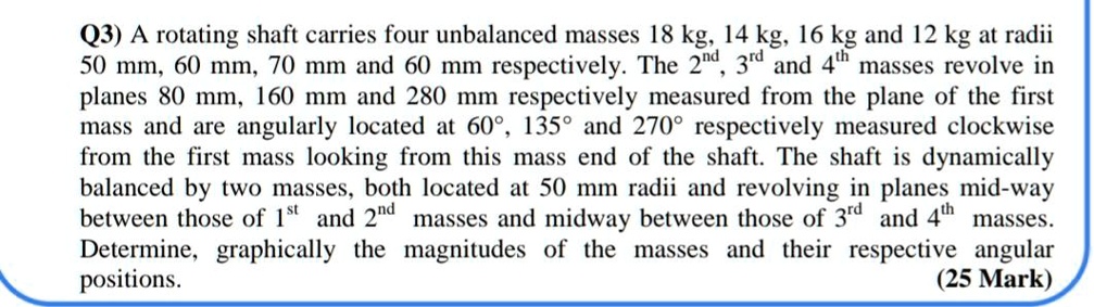 q3 a rotating shaft carries four unbalanced masses 18 kg14 kg16 kg and ...