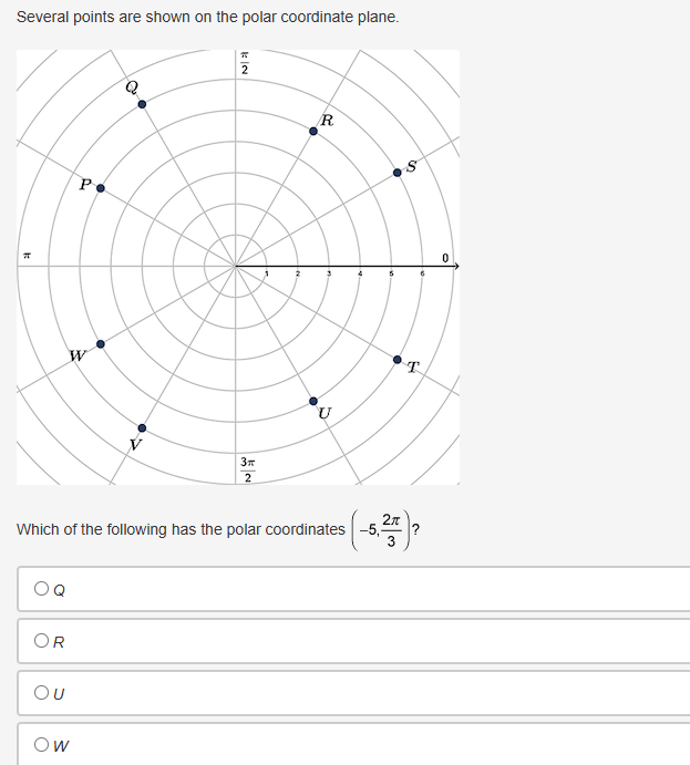 [GET ANSWER] Several points are shown on the polar coordinate plane ...