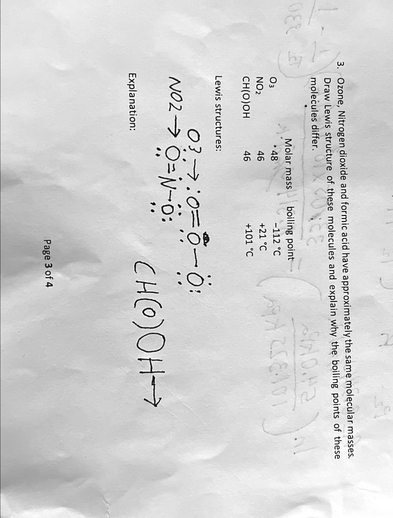 ozone nitrogen dioxide and formic acid have approximately the same ...