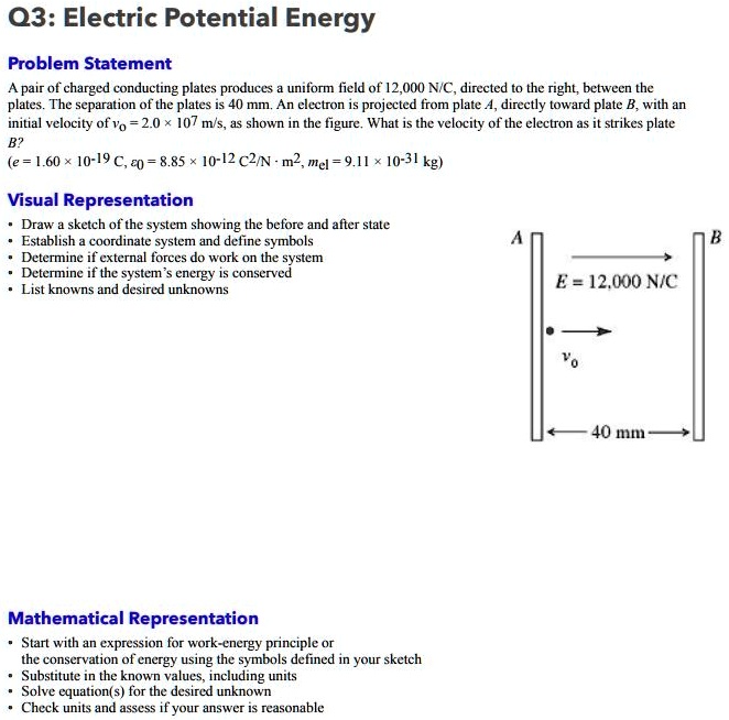 SOLVED: Q3: Electric Potential Energy Problem Statement A pair of ...