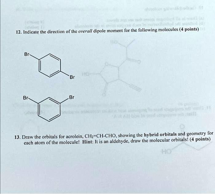 12. Indicate the direction of the overall dipole moment for the ...