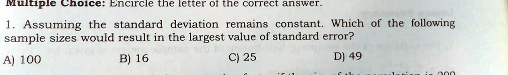 Multiple Choice: Encircle the letter of the correct answer. 1. Assuming ...