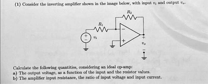 (1) Consider the inverting amplifier shown in the image below, with ...