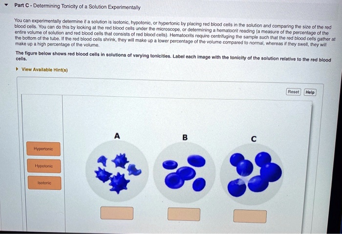 ? Part C - Determining Tonicity of a Solution Experimentally You can ...