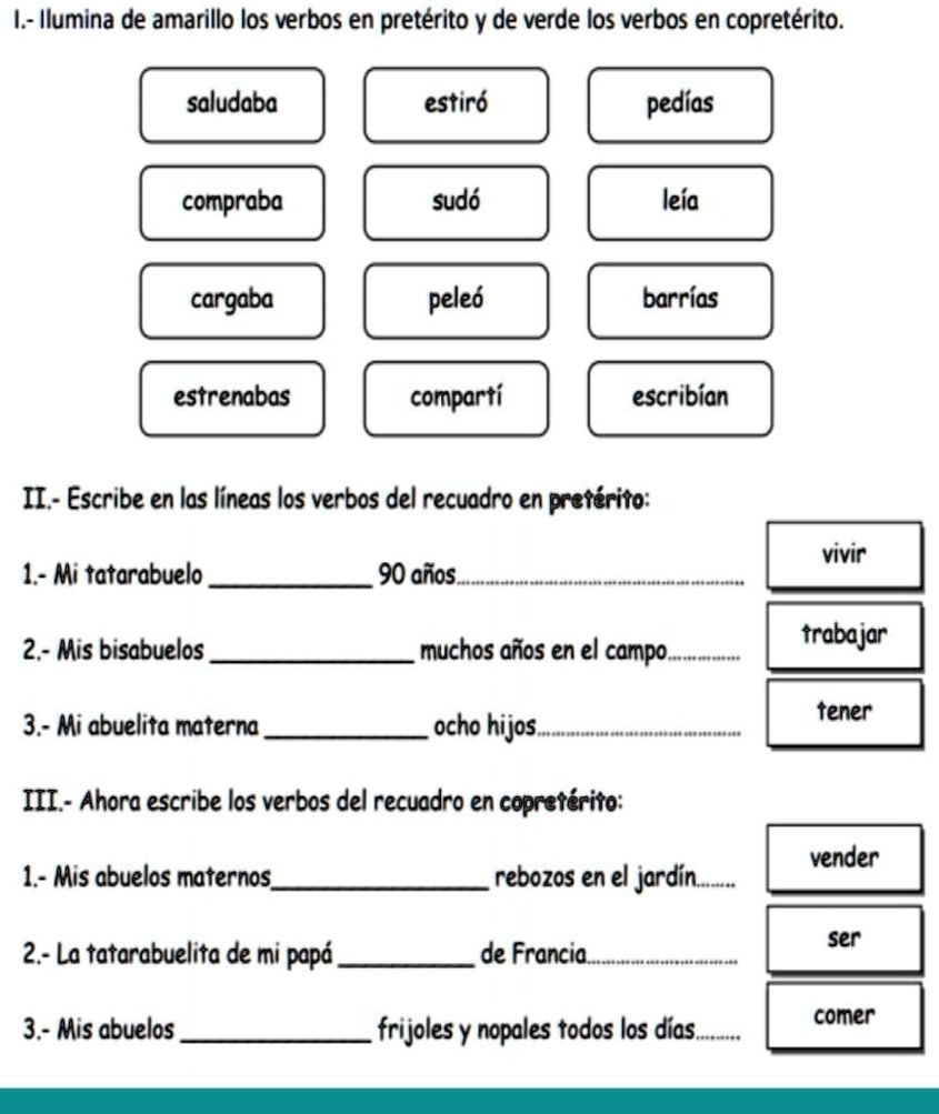 ayuda pliss es para manana 1 ilumina de amarillo los verbos en ...
